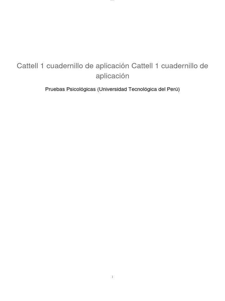 Cattell 1 Cuadernillo de Aplicacion Cattell 1 Cuadernillo de Aplicacion | PDF