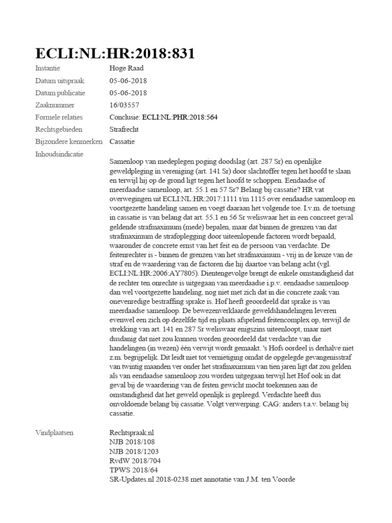 Ecli NL HR 2018 831 | PDF
