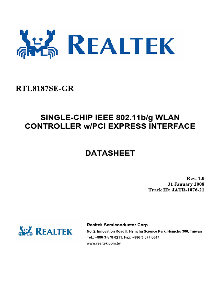 Rtl8187se 903053 | PDF | Ieee 802.11 | Orthogonal Frequency Division ...