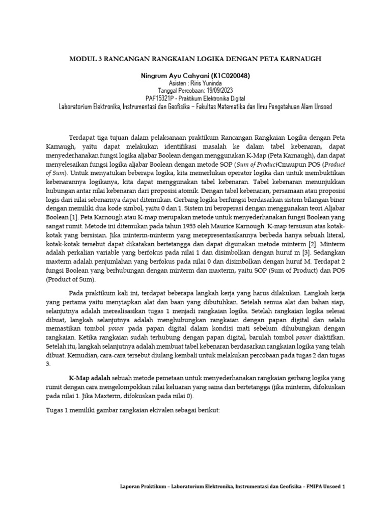 Rancangan Logika dengan K-Map Unsoed | PDF