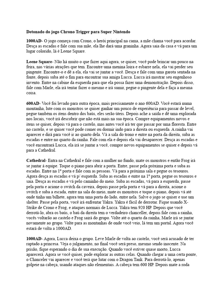 Chrono Trigger - Walkthrough | PDF | Mystery, Thriller & Crime Fiction ...