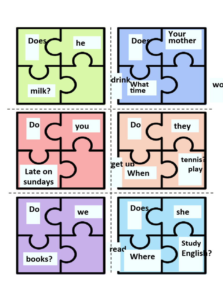 Present Simple Tense Questions Puzzles Flashcards Games Grammar Drills ...