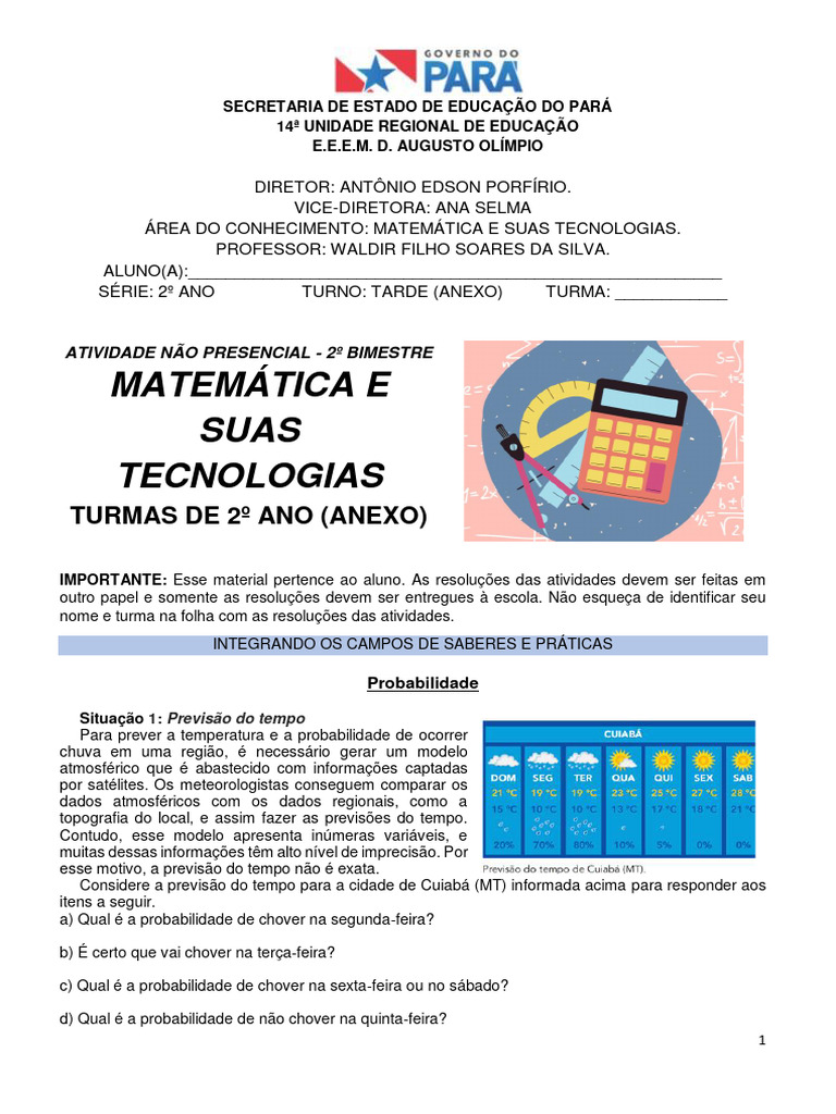 2º Ano - Matematica Probabilidade | PDF