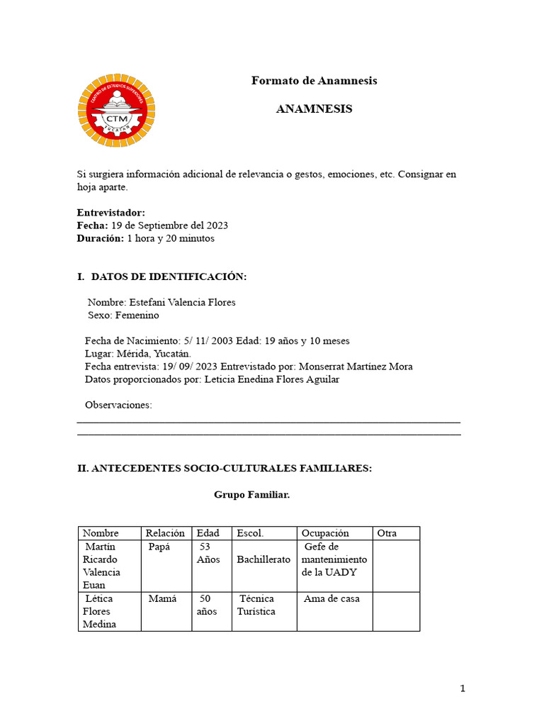 Formato de Anamnesis-1 | PDF