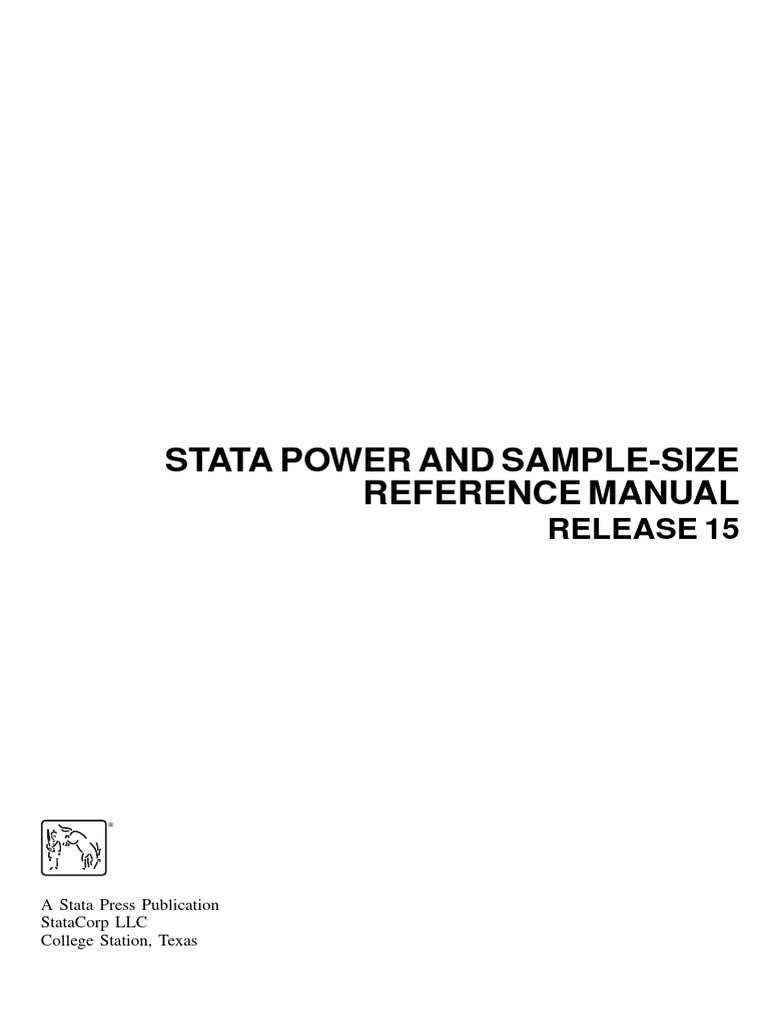 Stata Power and Sample-Size Reference Manual: Release 15 | PDF ...