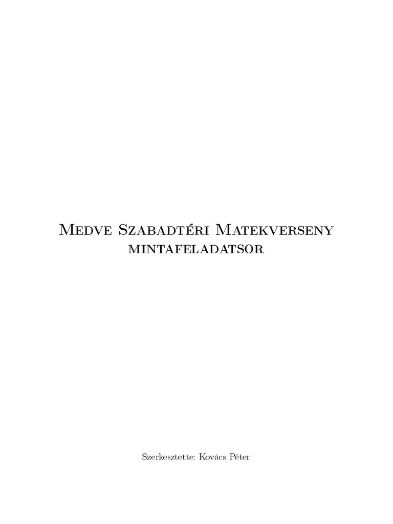 Medve Verseny Mintafeladatsor Megoldassal | PDF