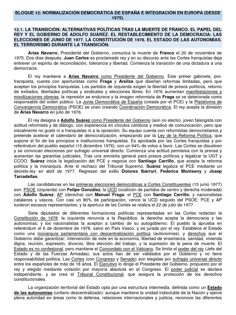 Bloque 12 Historia De España Pdf