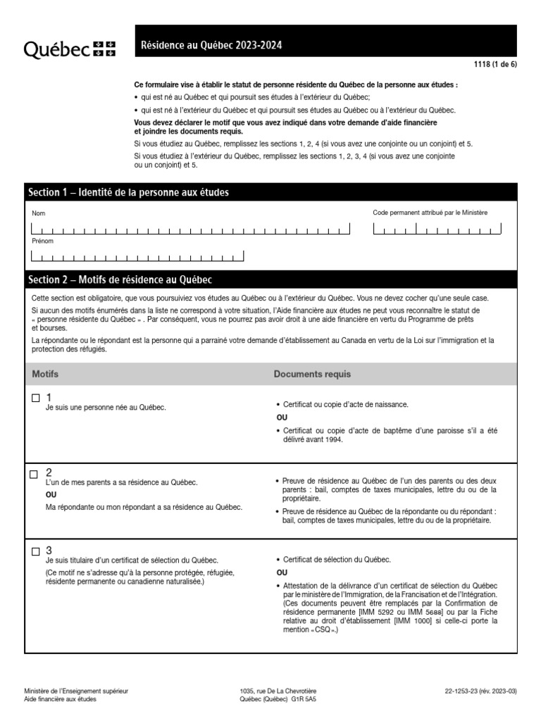 Statut de résidence pour étudiants au Québec | PDF