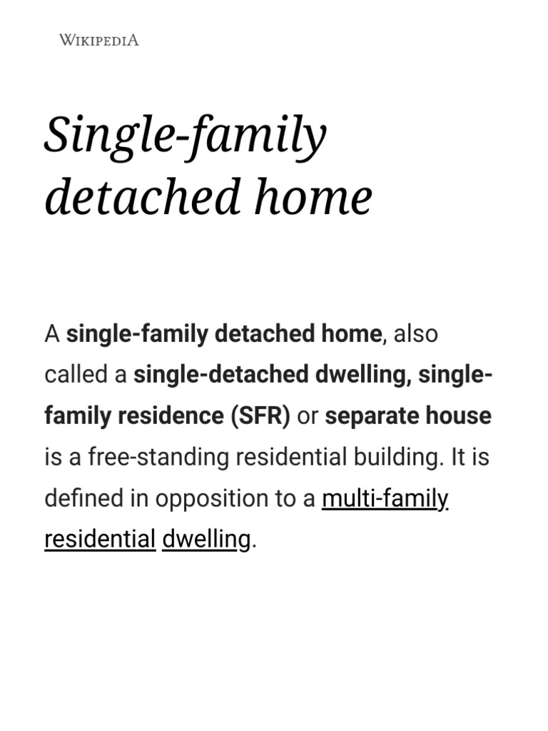Single-Family Detached Home Defined | PDF | Single Family Detached Home ...