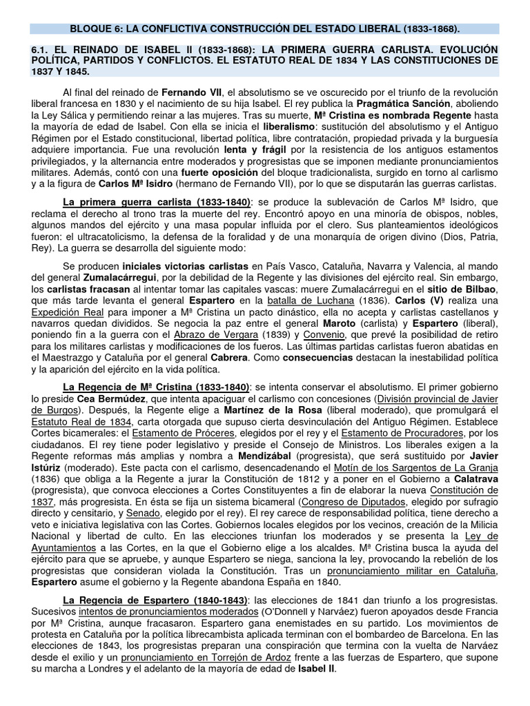 Bloque 6 Historia de España | PDF