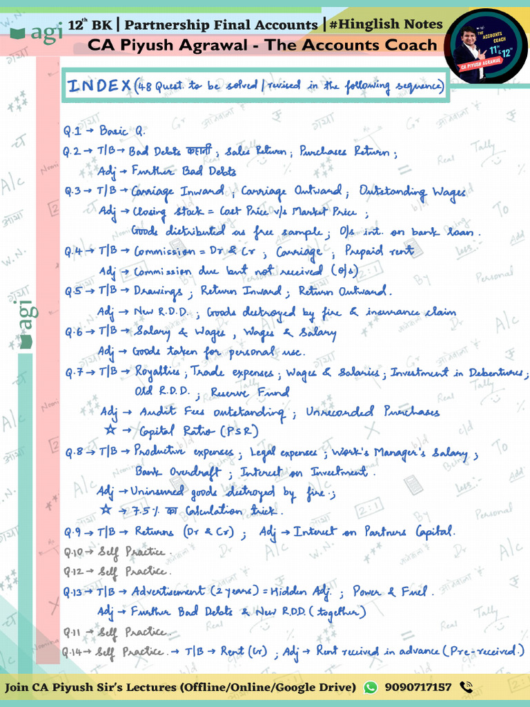 4. Partnership Final Accounts - Index | PDF