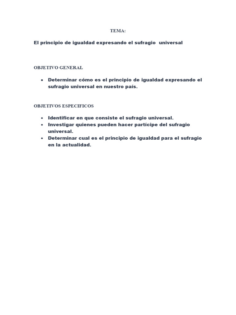 Sufragio Universal y Principio de Igualdad | PDF