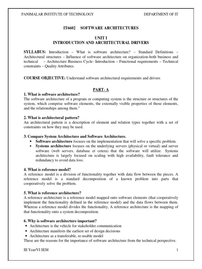 It6602 Software Architecture | PDF | Cloud Computing | Service Oriented ...