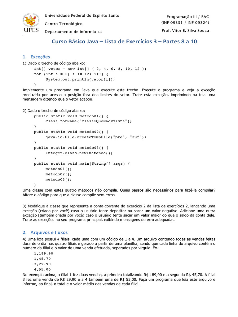 java-br-curso-basico-2016-exercicios03 | PDF