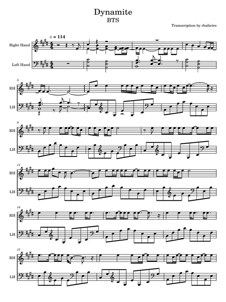 BTS Dynamite Piano Version | PDF