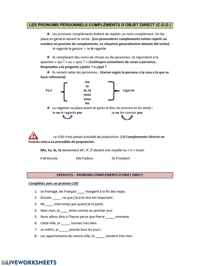 Cod Et Coi | PDF | Pronom | Complément d'objet