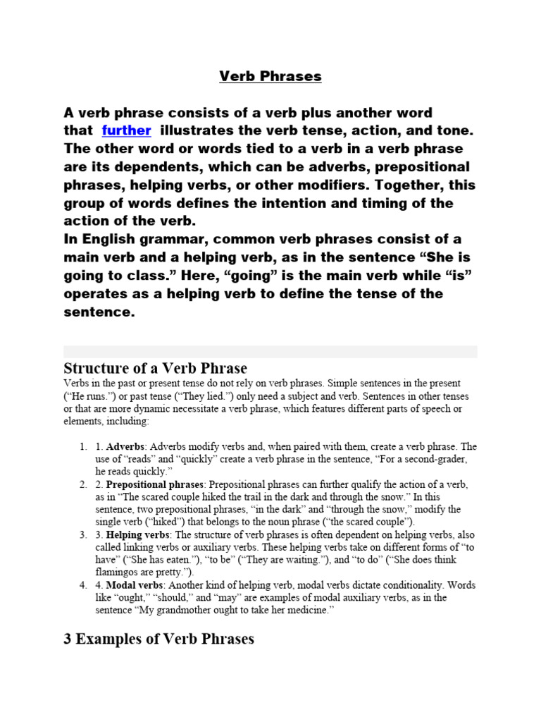 Verb Phrases | PDF