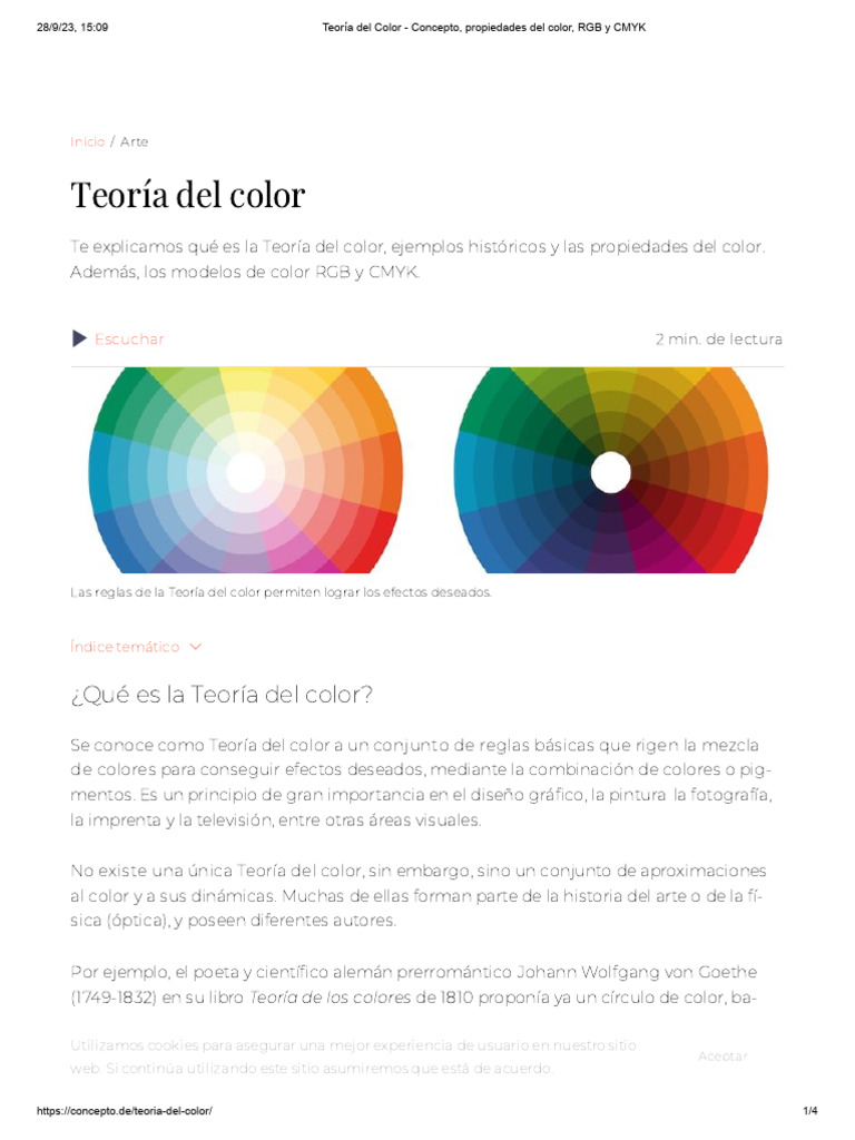 Teoría Del Color - Concepto, Propiedades Del Color, RGB y CMYK | PDF