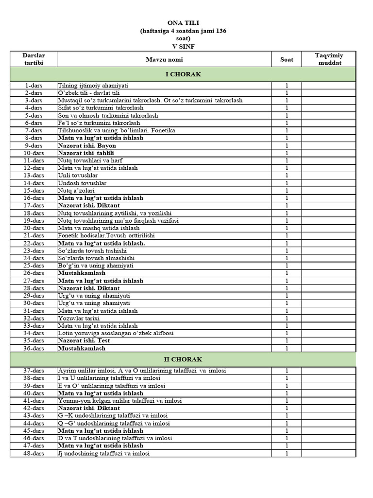 5-sinf Ona tili | PDF