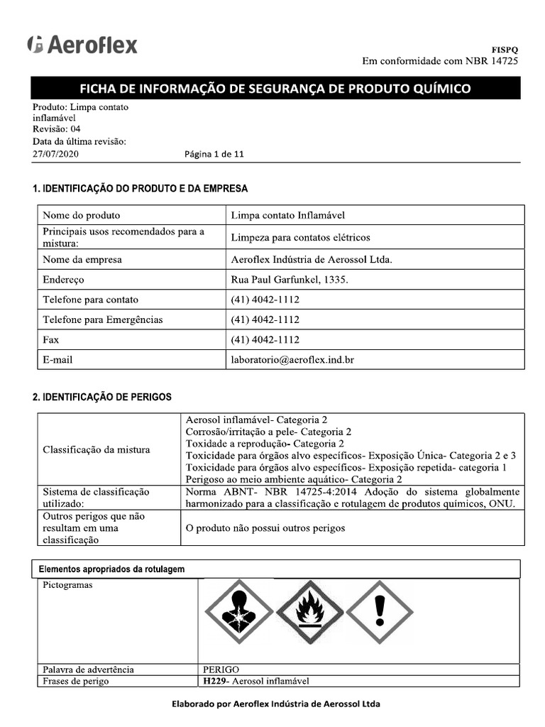 Limpa Contato MP 80 FISPQ-Mundial Prime | PDF