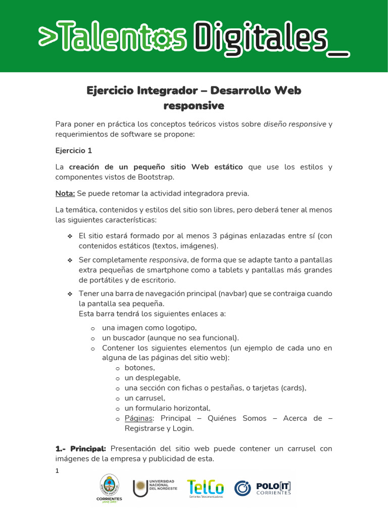 Ejercicio Integración Bootstrap Historia de Usuario | PDF