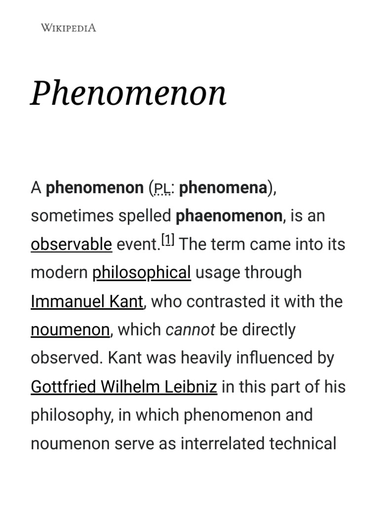 Phenomenon - Wikipedia | PDF