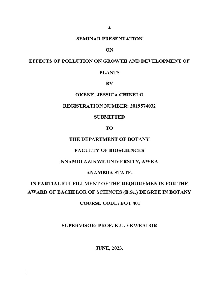 Effect of Pollution On Growth and Development of Plants | PDF | Water ...