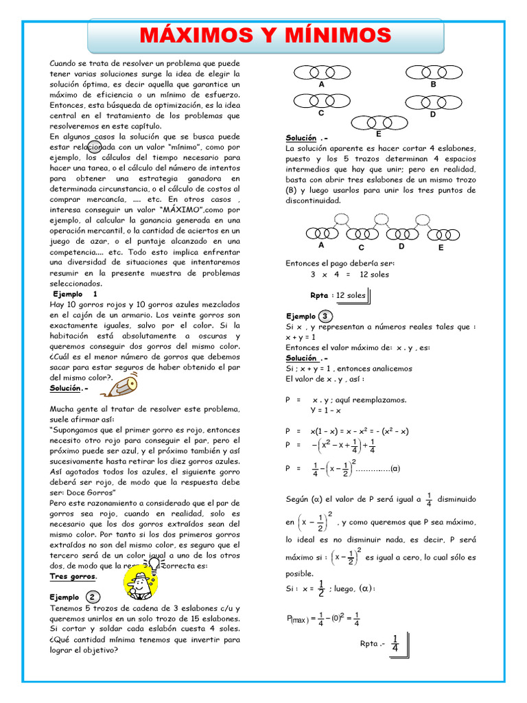 Problemas Con Máximos y Mínimos | PDF | Disco compacto | Optimización Matemática