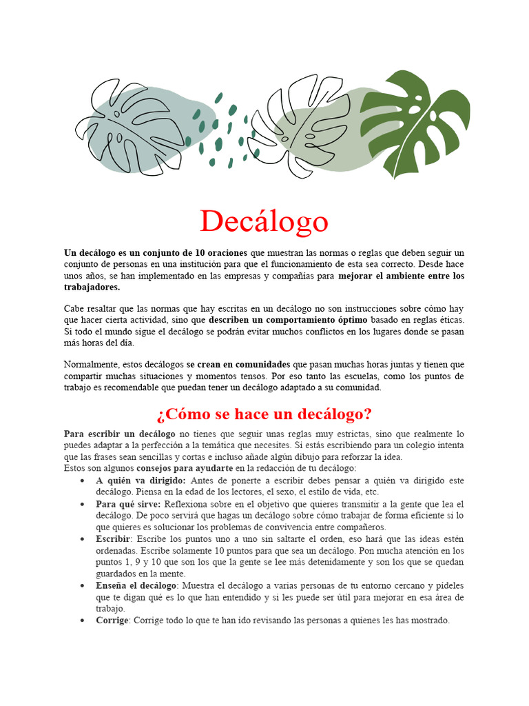 Qué es un decálogo y su utilidad | PDF | Crecimiento personal y profesional