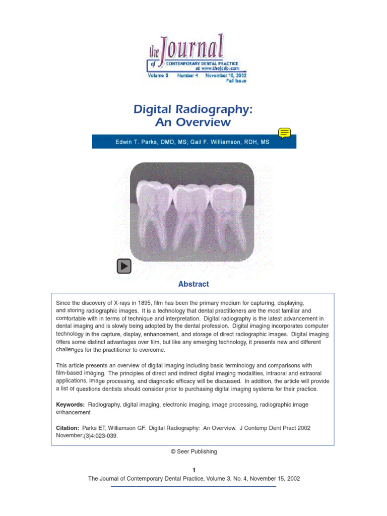 Overview of Digital Radiography in Dentistry | PDF
