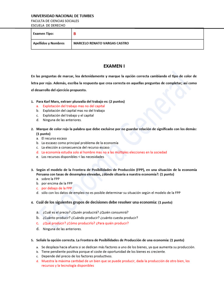 Examen resuelto economia B | PDF | Explotación del trabajo | Ciencias Políticas