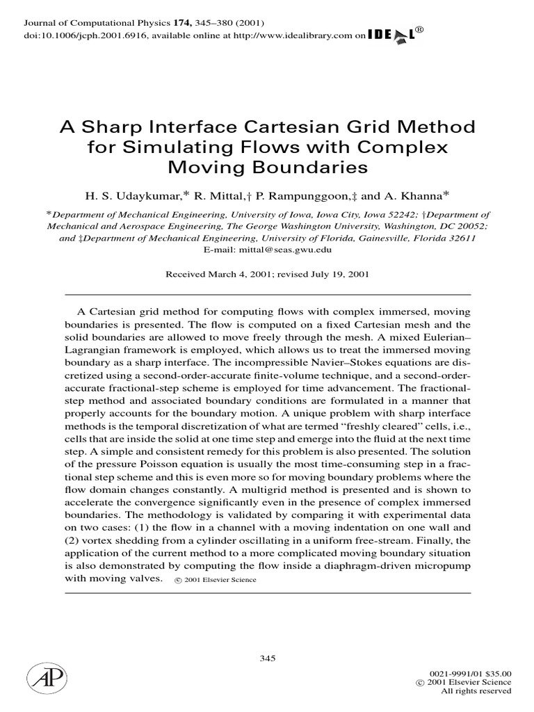Udaykumeretal A Sharp Interface Cartesian Grid Method Pdf 2396