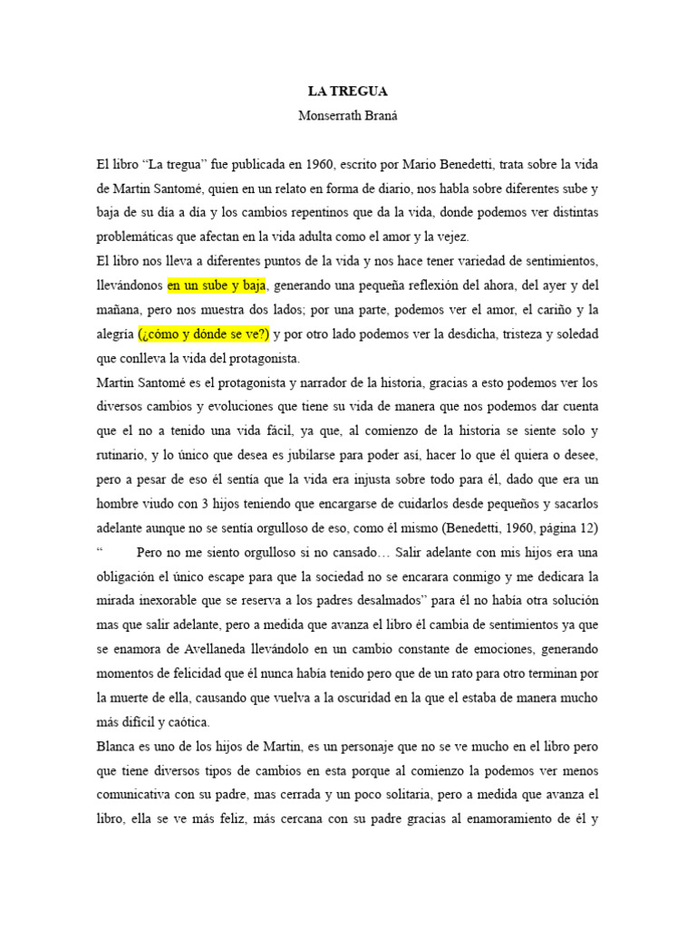 Ensayo La Tregua | PDF