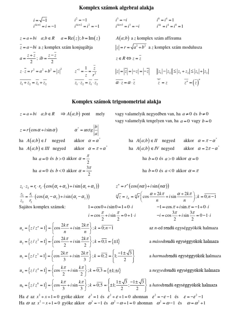 Keplet 06 Komplex Szamok | PDF