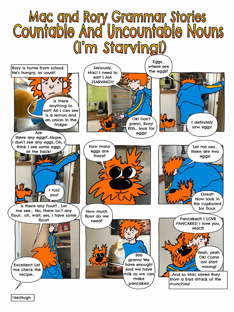 Mac and Rory's Grammar Story Comic - Countable and Uncountable | PDF