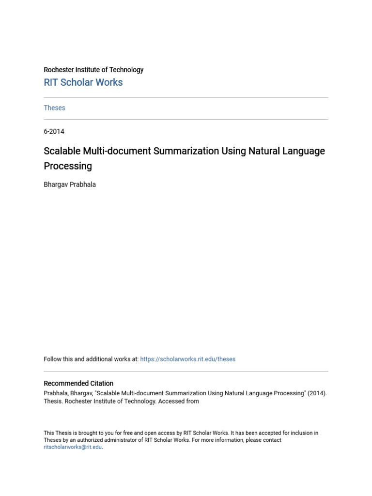 Scalable Multi-Document Summarization Using Natural Language Proc | PDF | Matrix (Mathematics ...