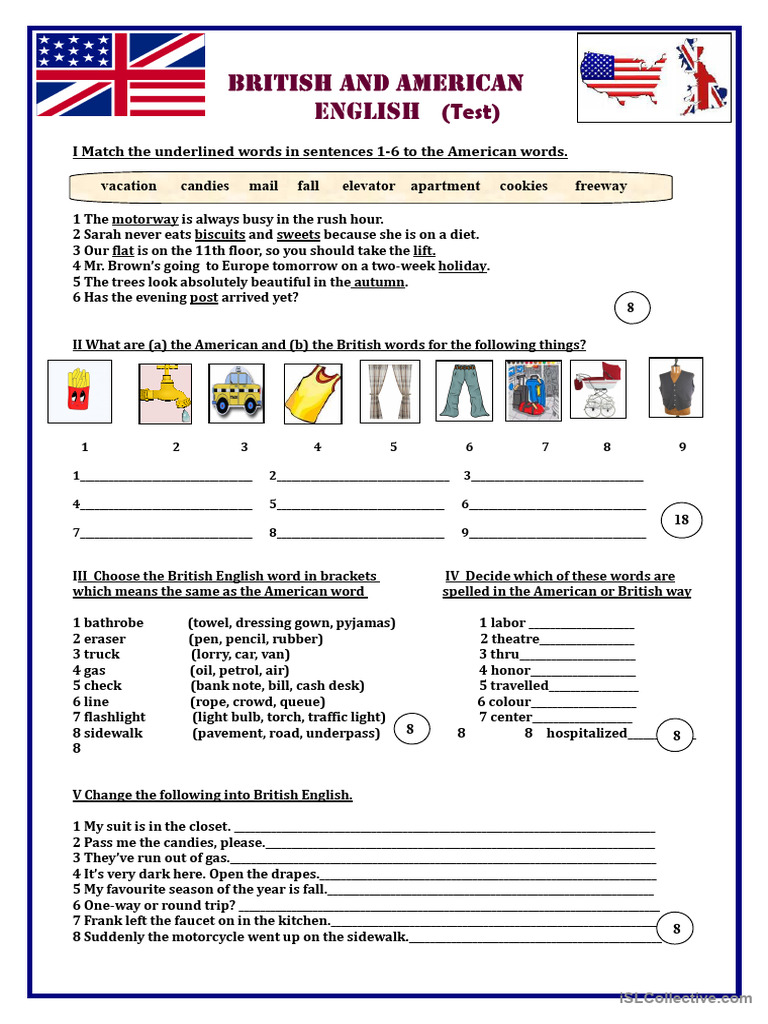 British vs. American English Quiz | PDF