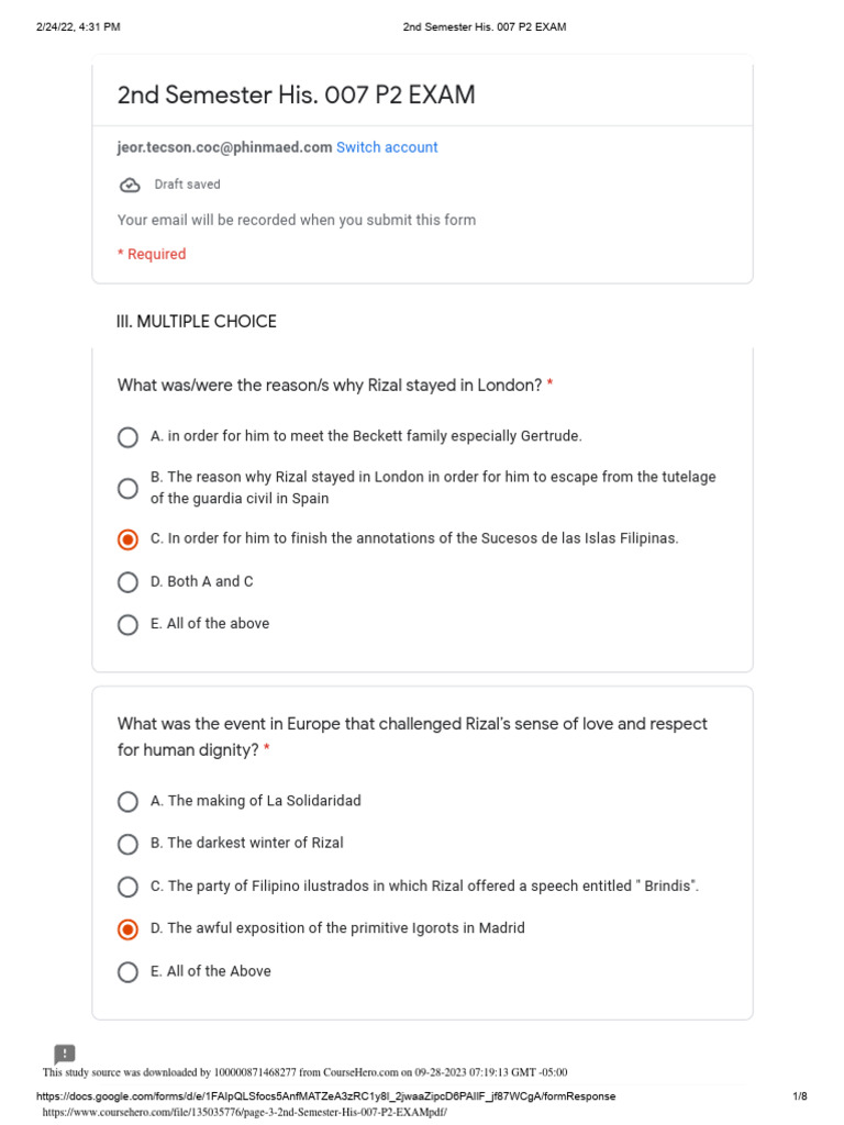 His. 007 P2 Exam Overview | PDF