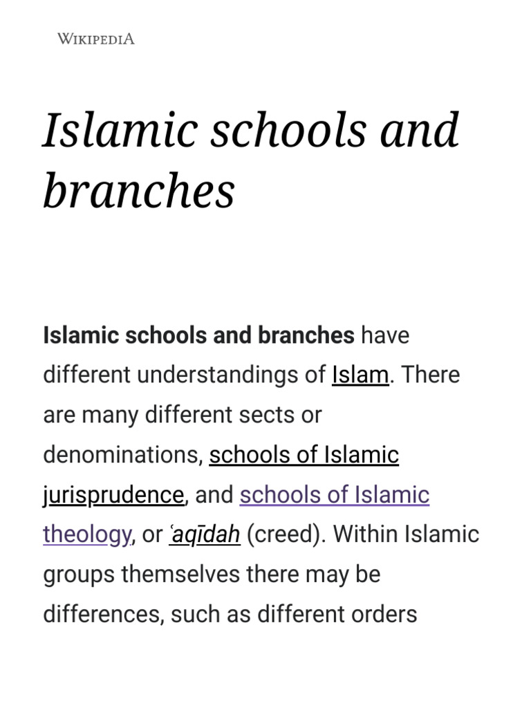 Islamic Schools and Branches - Wikipedia | PDF | Shia Islam | Sunni Islam
