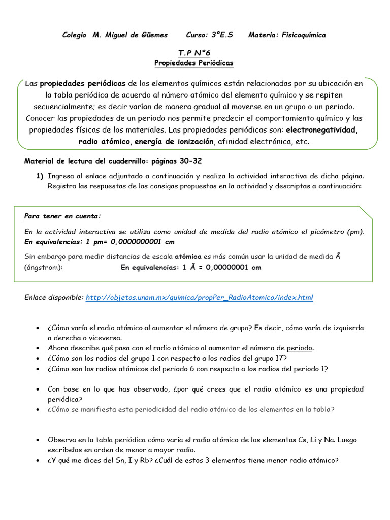 TP 6 - FQ - 3º-Guemes-2023 | PDF