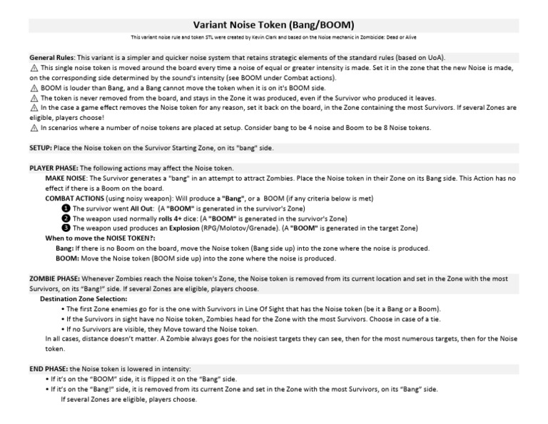 Zombicide Noise Variant byKC | PDF | Gaming