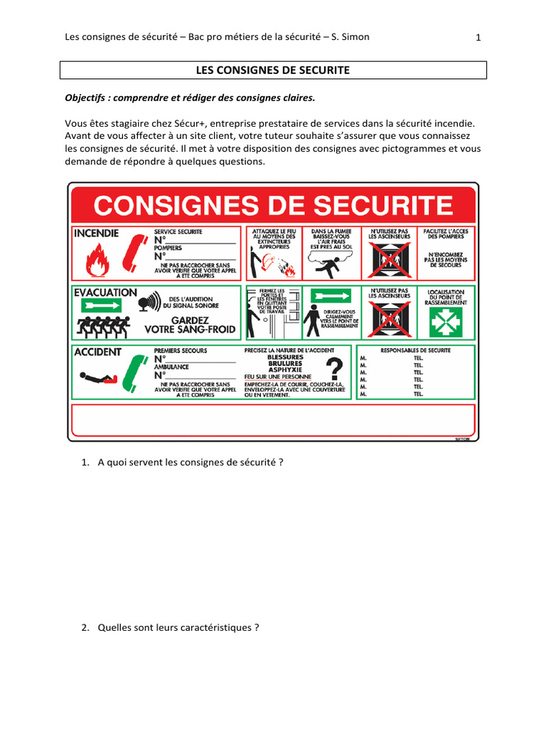 Les Consignes de Securite | PDF