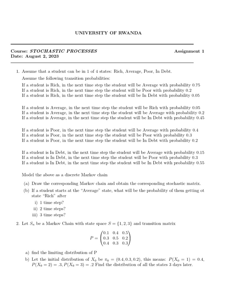 Assignment 1 | PDF | Markov Chain | Scientific Theories