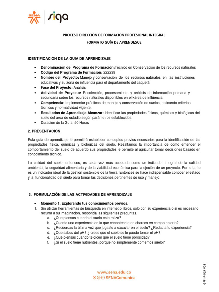 GFPI-F-019 - GUIA - DE - APRENDIZAJE IDENTFICAR PROPIEDADES FISICAS, QCAS Y BIOLOGCAS DEL SUELO ...