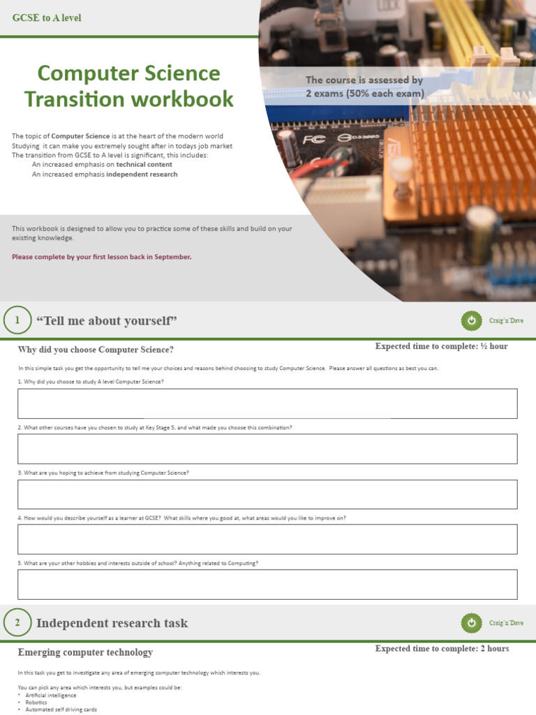 CnD Transition to a Level Computer Science Workbook | PDF | Computer Data Storage | Computer Network