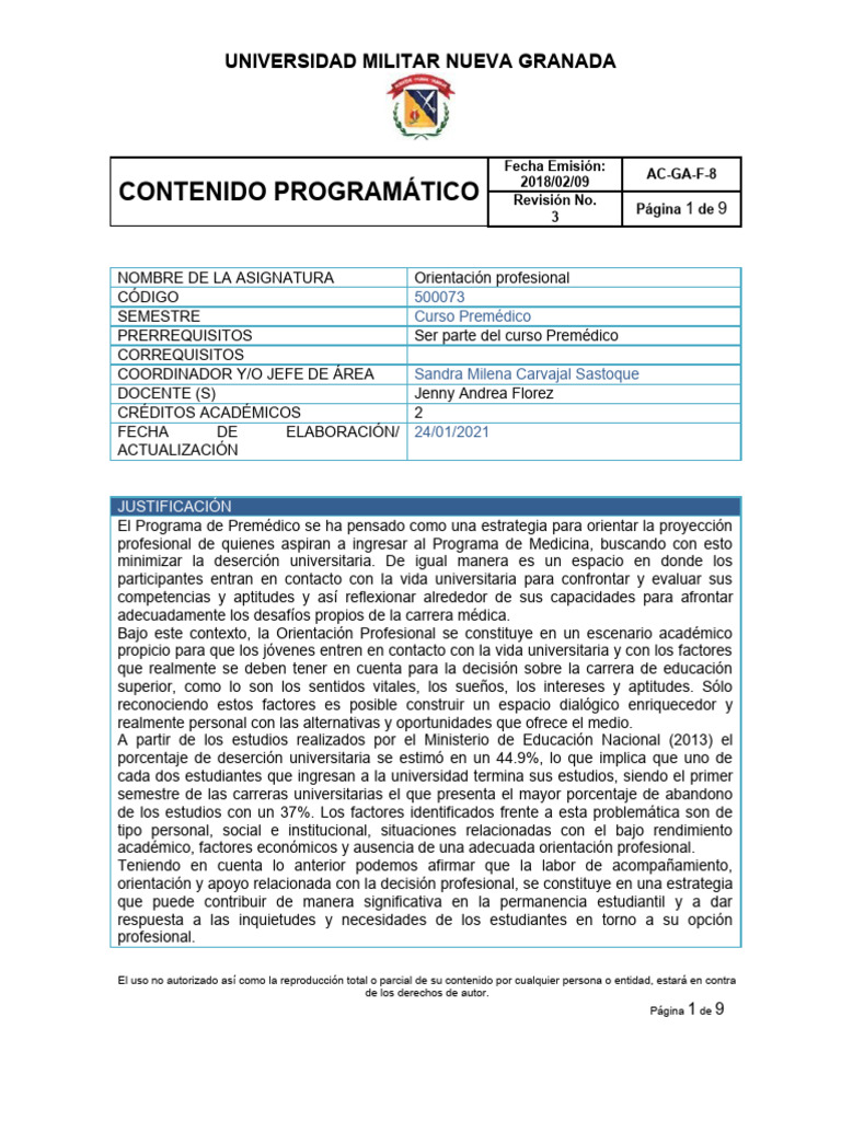 Formato de Contenido Programatico | PDF