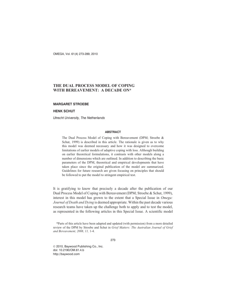 The Dual Process Model of Coping With Bereavement: A Decade On | PDF