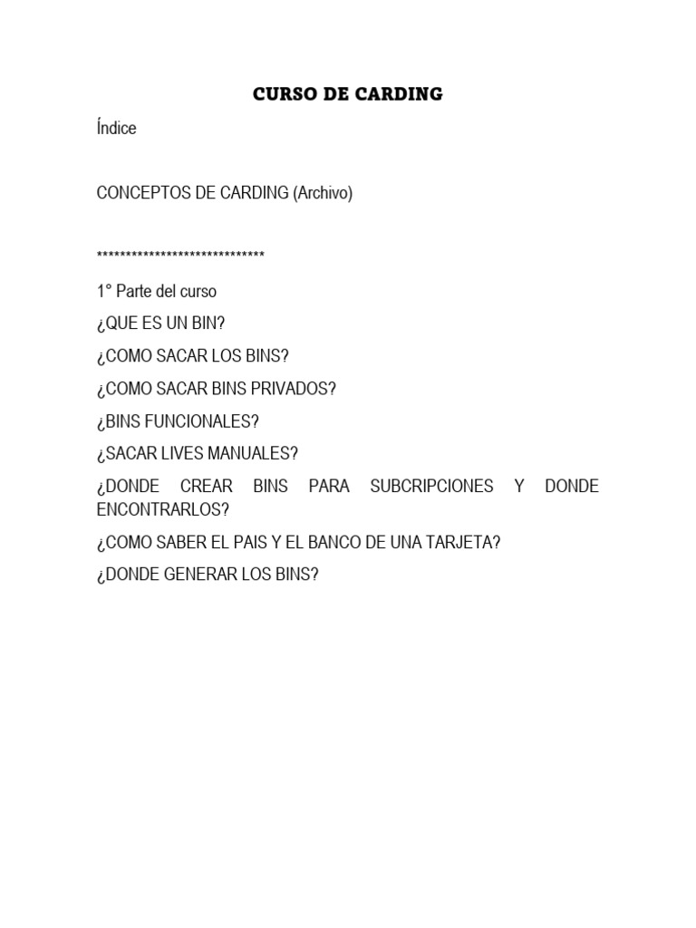 CURSO DE CARDING 1 Fase | PDF