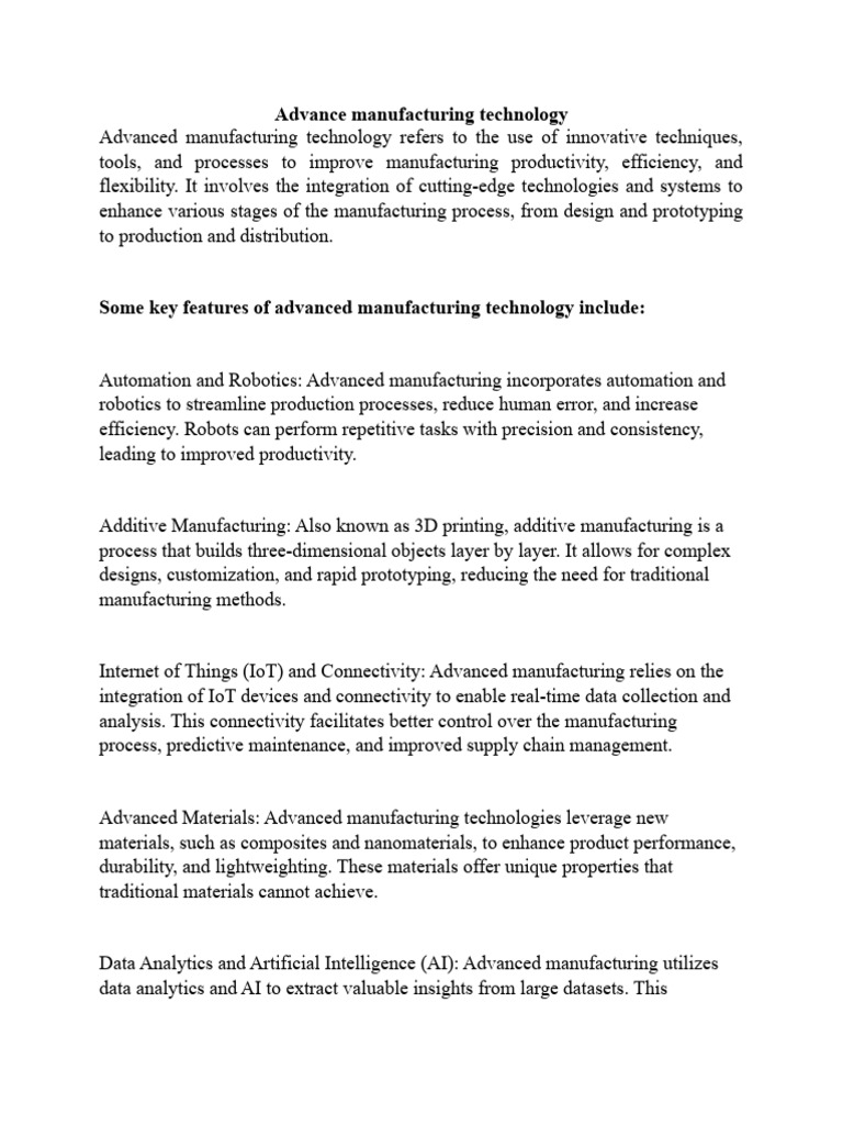 Advance Manufacturing Technology | PDF