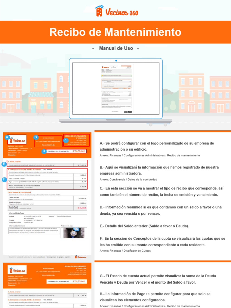 Vecinos360 - Tutoriales - Recibo de Mantenimiento | PDF